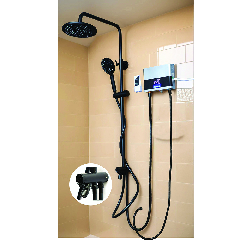 KS2026B – 3 Way Single Shower + Digital Instant Shower Heater – Black ...